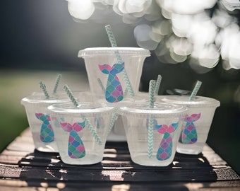 MERMAID PARTY CUPS Mermaid Birthday Cups Mermaid Party Cups - Etsy