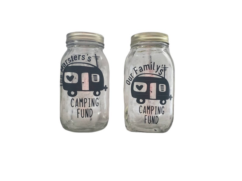 Personalized Camper RV Camping Trip Fund Jar Family Vacation - Etsy