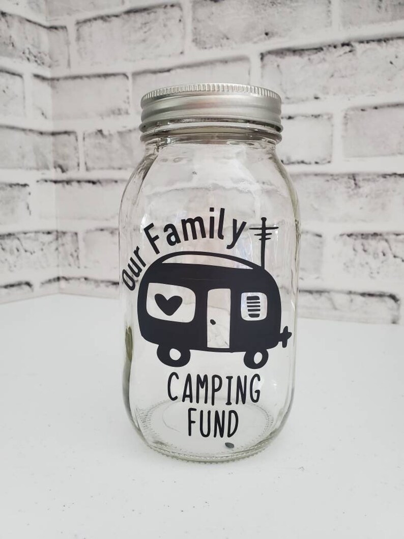 Personalized Camper RV Camping Trip Fund Jar Family Vacation - Etsy