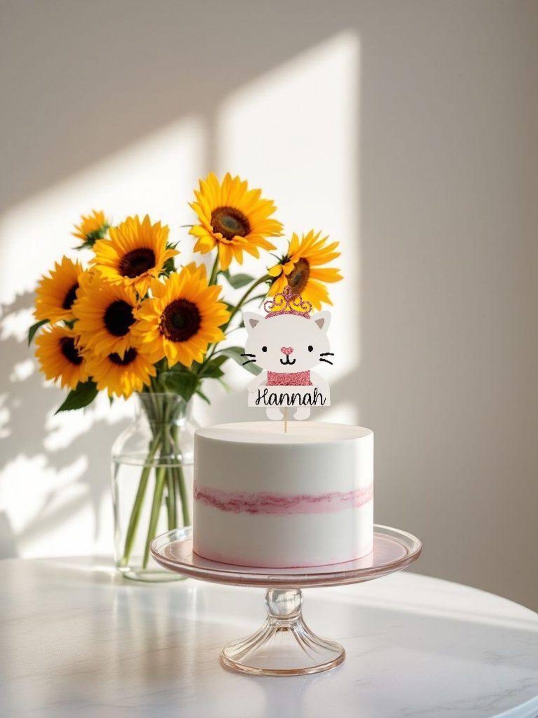 Personalized Kitty Cat Cake Topper With Name Cat Theme Kitten Birthday ...
