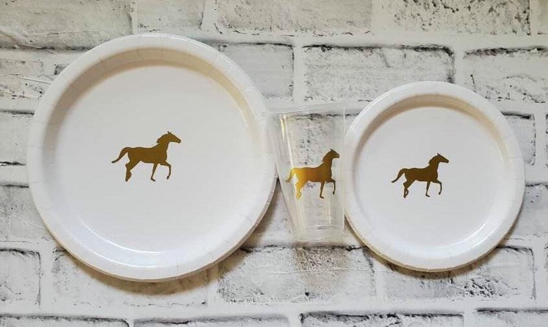 Gold Horse Party Plate and Cup Set: Kentucky Derby Theme - Etsy