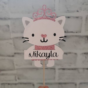Personalized Kitty Cat Cake Topper With Name Cat Theme Kitten Birthday ...