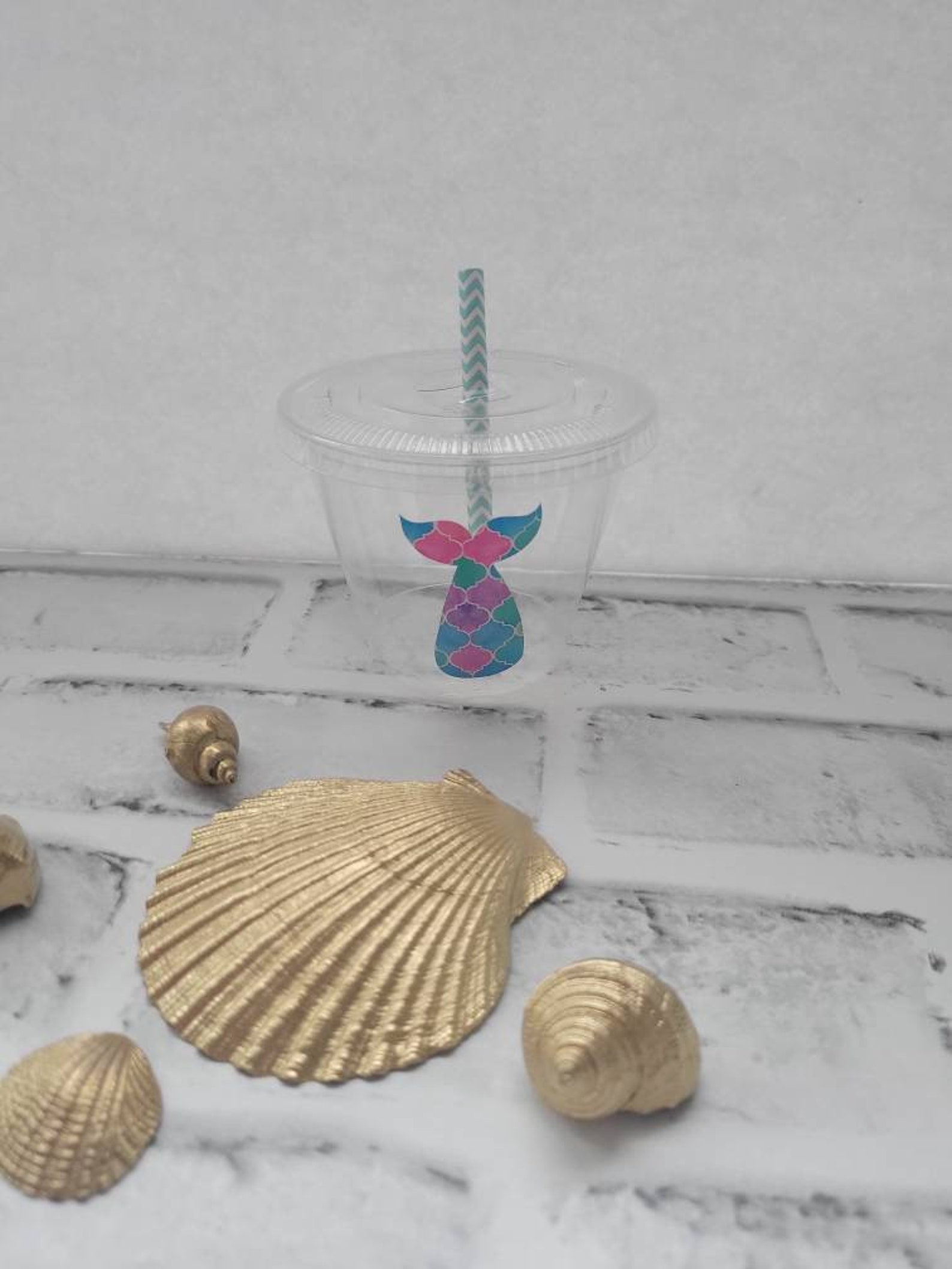Mermaid Cups With Straws and Lids, Under the Sea Ocean Themed Party ...
