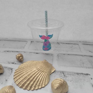 Mermaid Cups With Straws and Lids, Under the Sea Ocean Themed Party ...