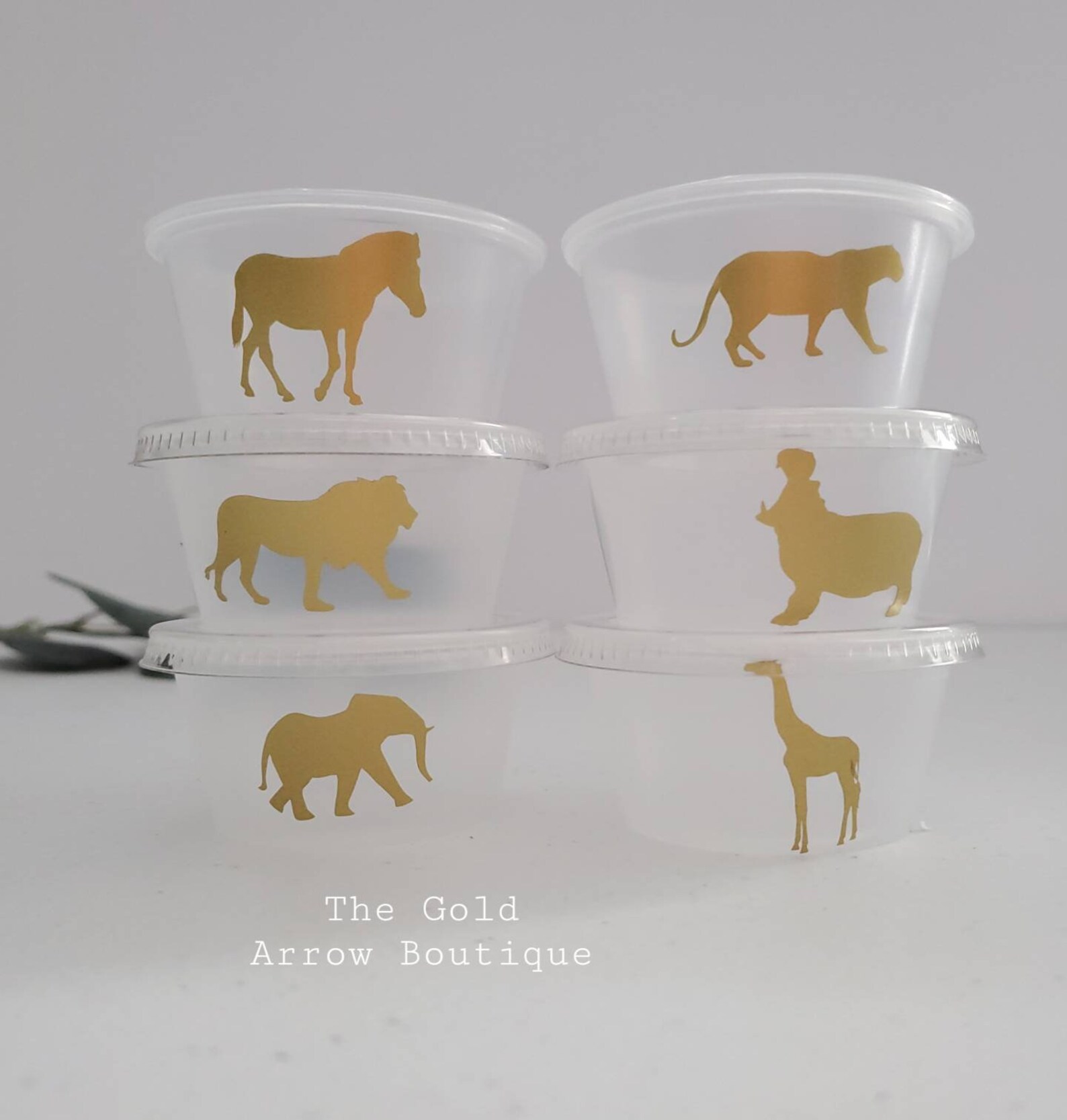 Gold Safari Animal Dip Cups With Lids: Jungle Theme Party Favors - Etsy