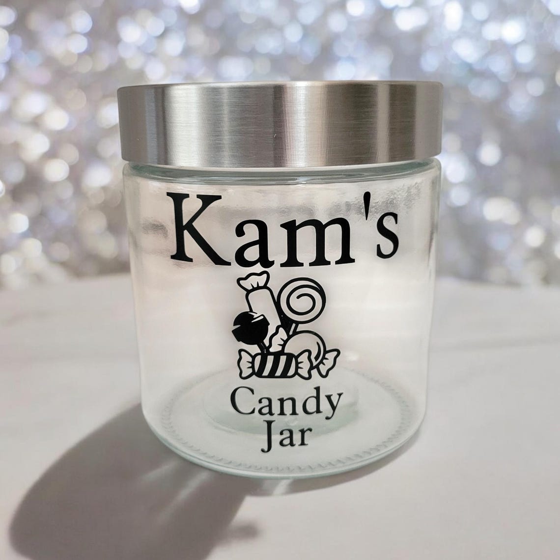 Personalized Candy Jar With Name, Custom Glass Sweets Container With ...