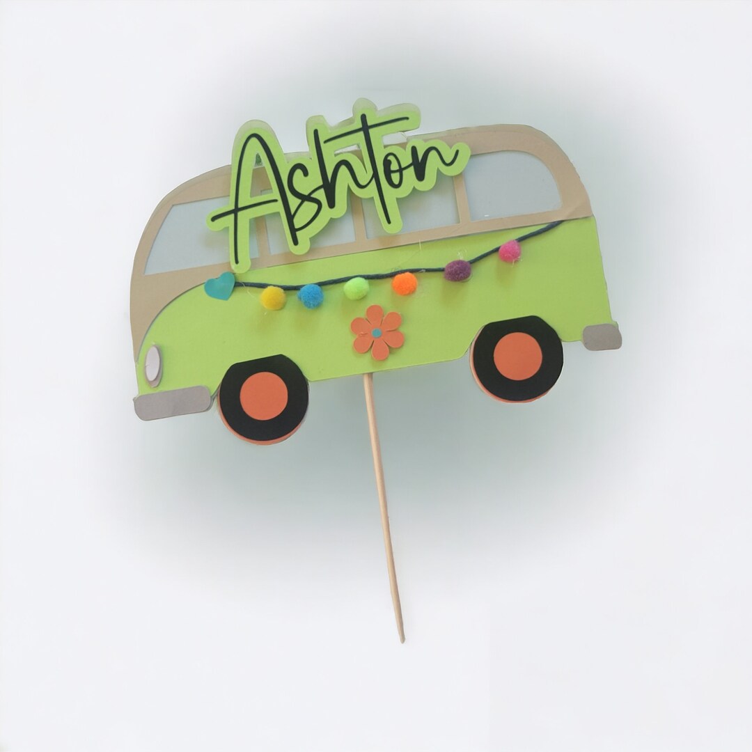 Retro Travel Camper Cake Topper, Personalized Travel Van Cake, Vintage ...