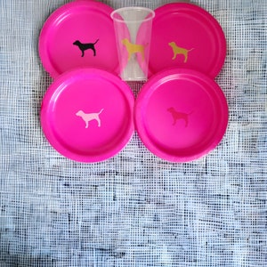 Pink Victoria's Secret Inspired Cake Plates or Lunch Plates and Cup Set ...