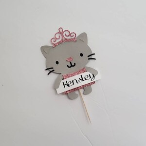 Personalized Kitty Cat Cake Topper With Name Cat Theme Kitten Birthday ...