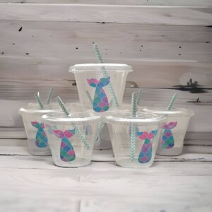 Mermaid Cups With Straws and Lids, Under the Sea Ocean Themed Party ...