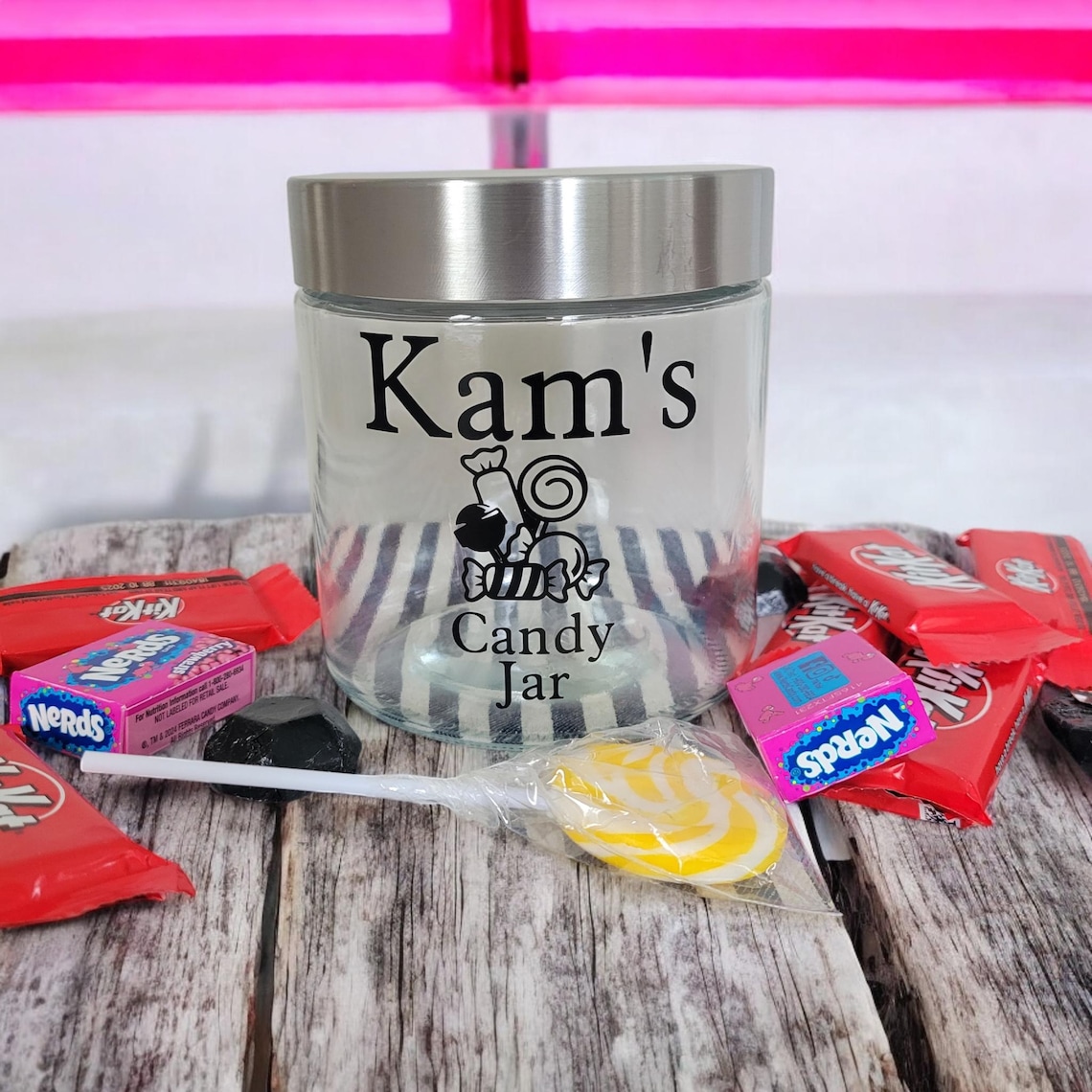 Personalized Candy Jar With Name, Custom Glass Sweets Container With ...