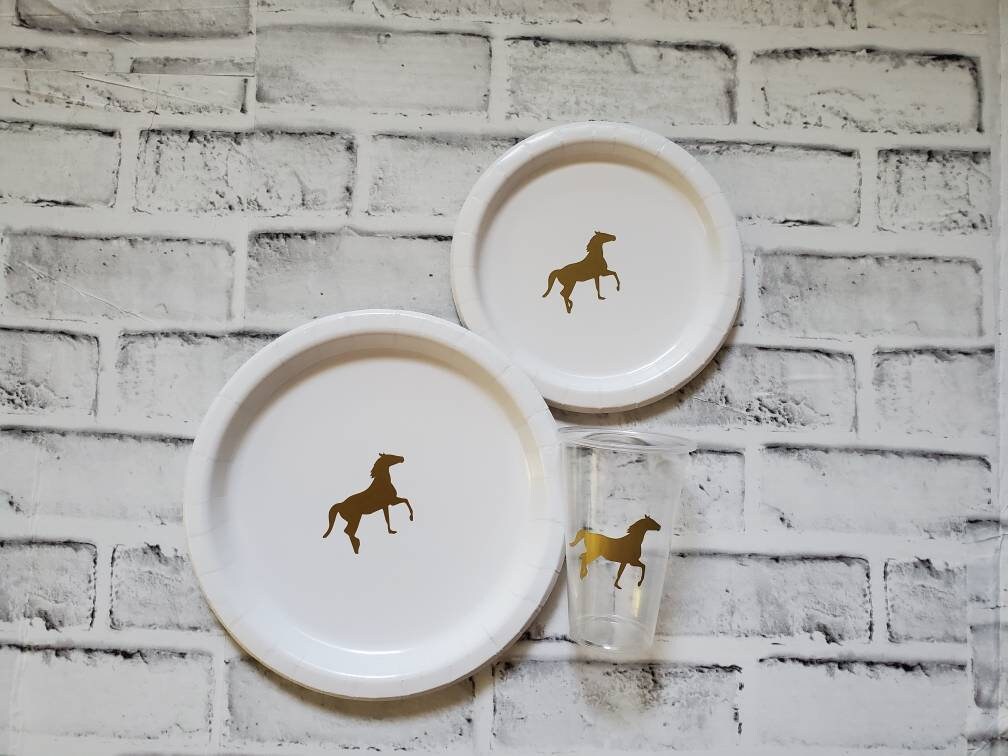Gold Horse Party Plate and Cup Set: Kentucky Derby Theme - Etsy
