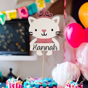 Personalized Kitty Cat Cake Topper With Name Cat Theme Kitten Birthday ...