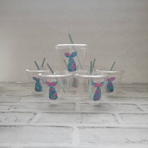 Mermaid Tail Cups With Lids and Straws, Under the Sea Party - Etsy