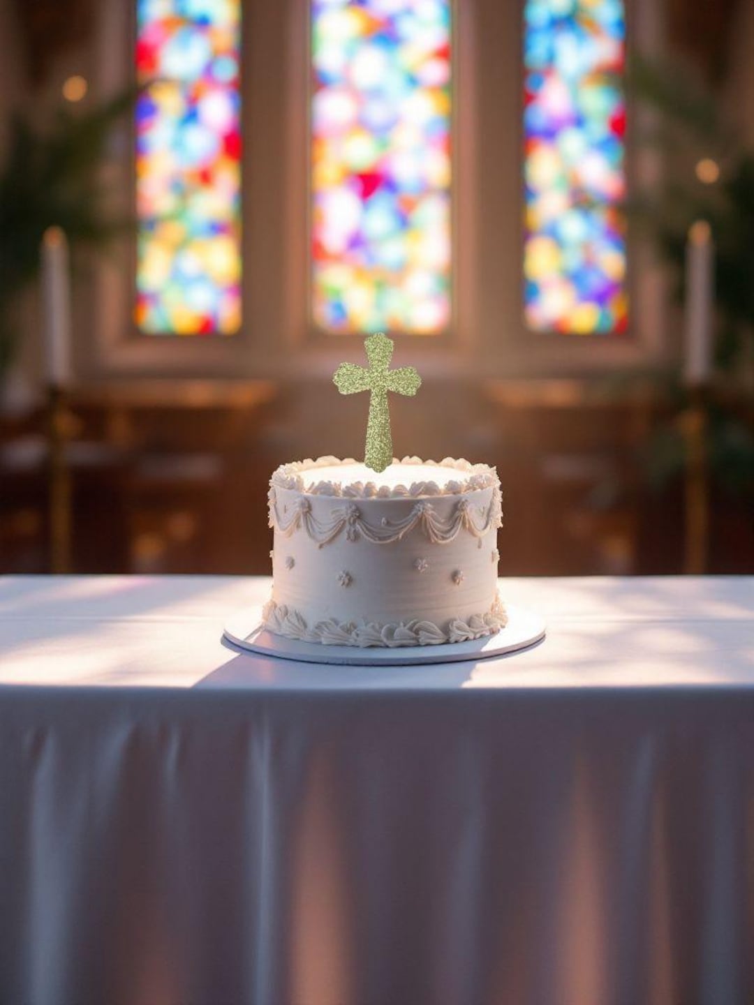 Baptism Cross Cake Topper for Christening Gold Cross Decor, Religious ...