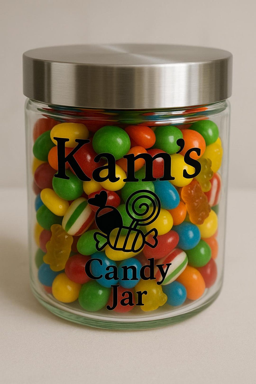 Personalized Candy Jar With Name, Custom Glass Sweets Container With ...