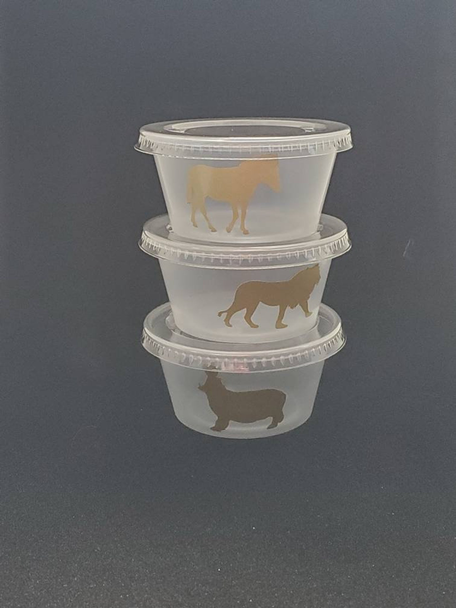 Gold Safari Animal Dip Cups With Lids: Jungle Theme Party Favors - Etsy