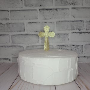Baptism Cross Cake Topper for Christening Gold Cross Decor, Religious ...