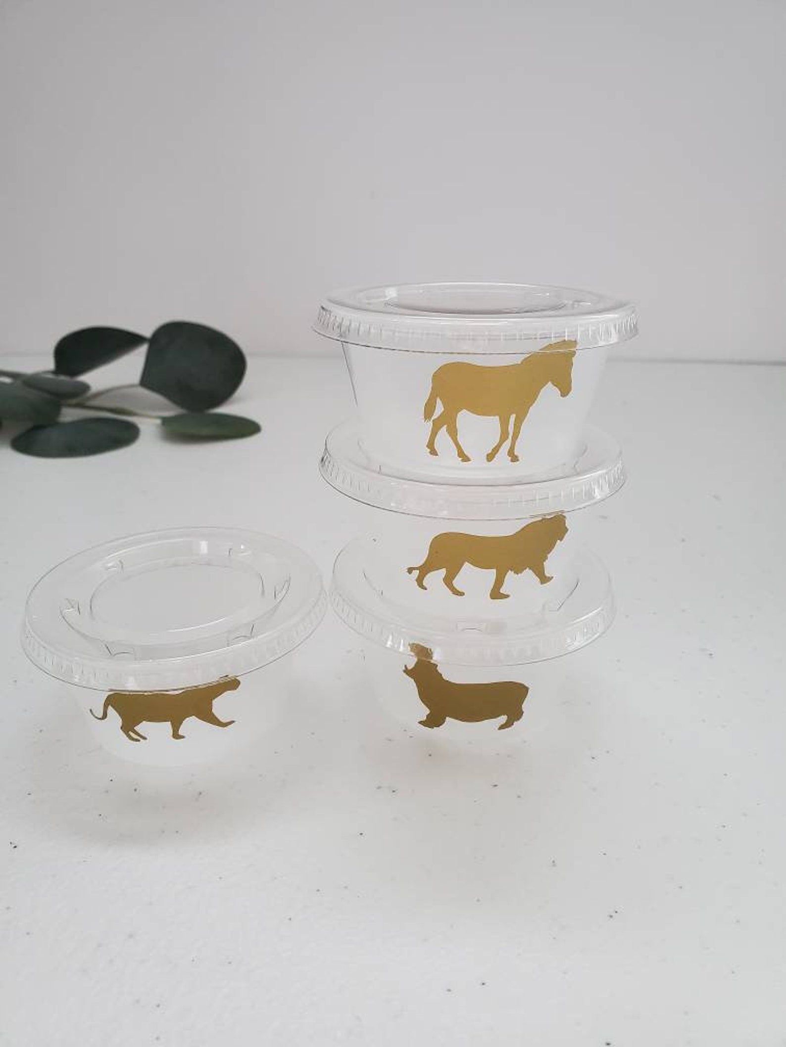 Gold Safari Animal Dip Cups With Lids: Jungle Theme Party Favors - Etsy
