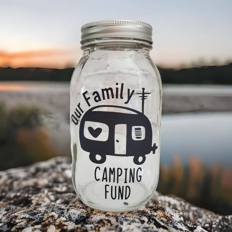 Personalized Camper RV Camping Trip Fund Jar Family Vacation - Etsy