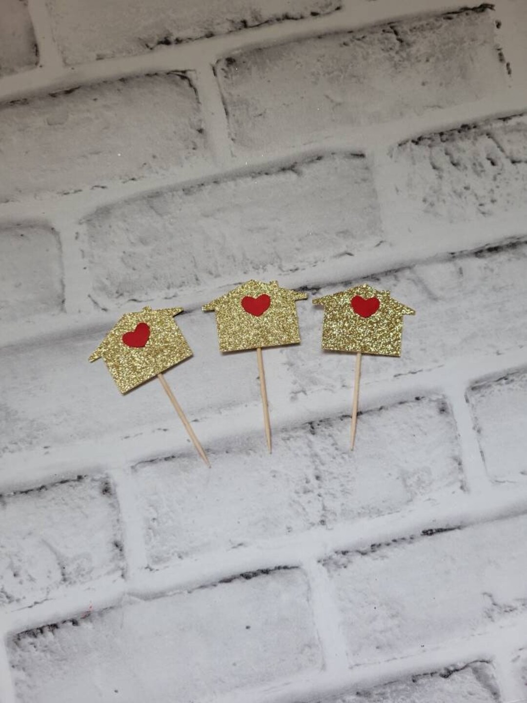Housewarming Cupcake Toppers, Realtor Open House Food Picks, Gold ...