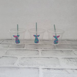 Mermaid Cups With Straws and Lids, Under the Sea Ocean Themed Party ...