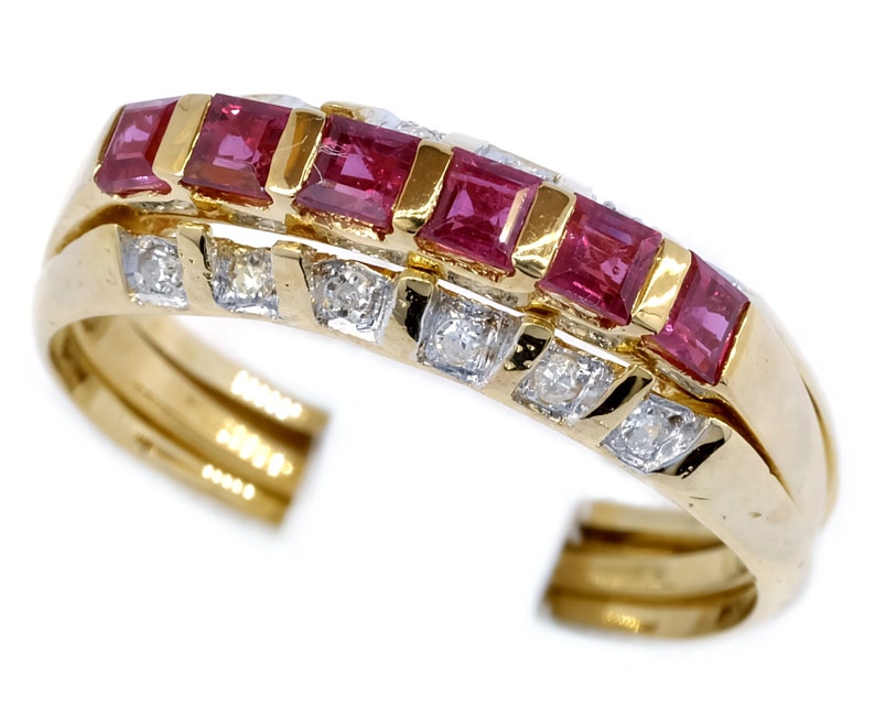 Stackable Rings Emerald Sapphire Ruby and Diamond 18K Yellow | Etsy