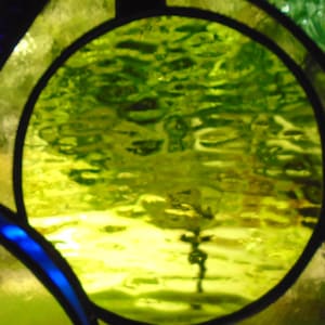 Textured Abstract Stained Glass Panel in Blues, Greens, Purple, Yellow ...