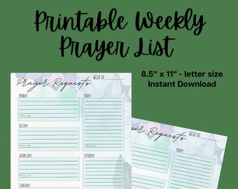 Printable Weekly Prayer List - Etsy
