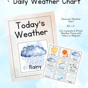 Printable Weather Chart for Classroom or Homeschool – 9 Weather Options ...