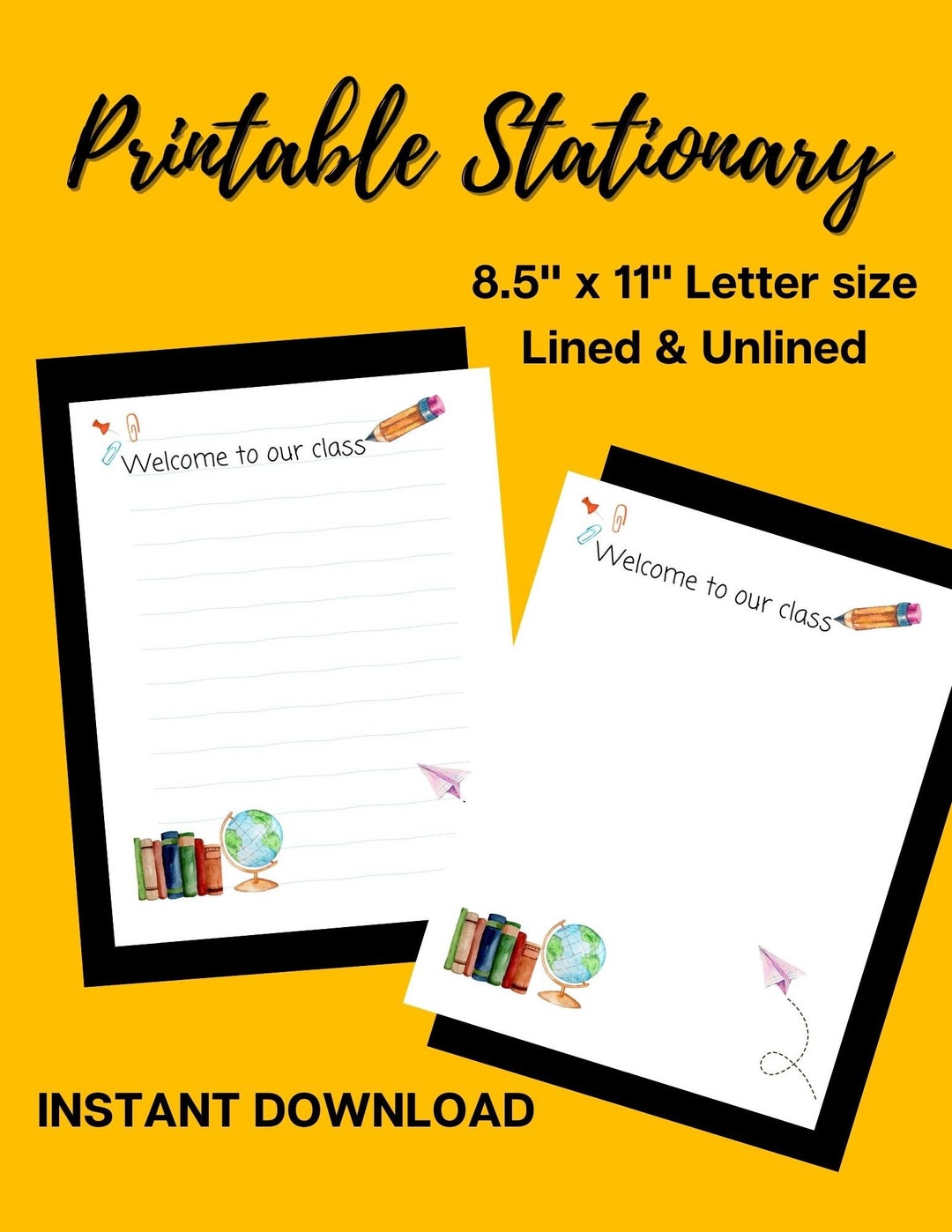Printable Class Welcome Stationary - Lined and Unlined - Etsy