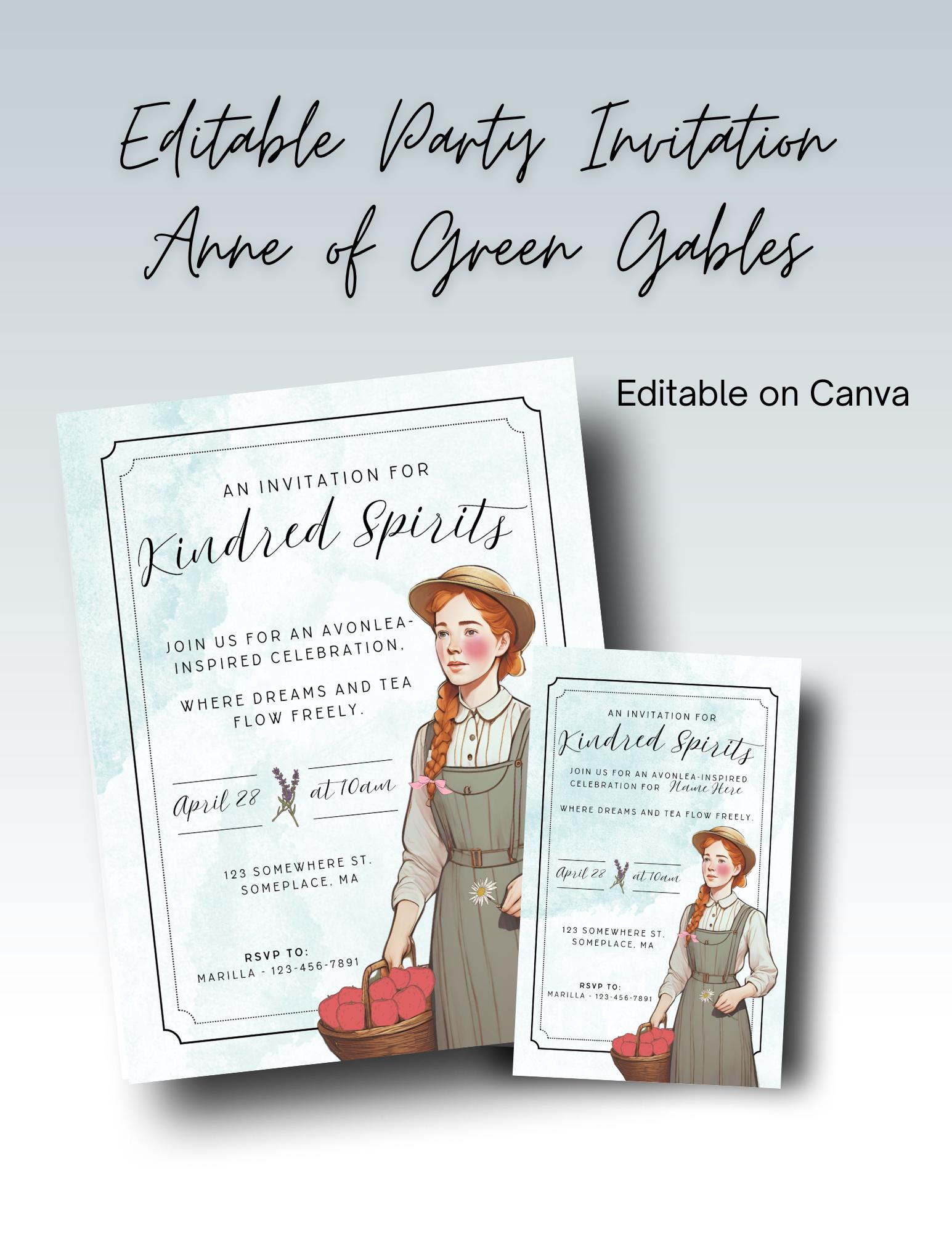Anne of Green Gables Editable Invitation | Edit on Canva - Etsy