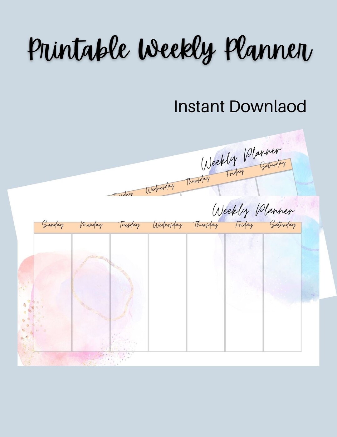 Printable Weekly Planner, Cotton Candy Themed Weekly Planner - Etsy