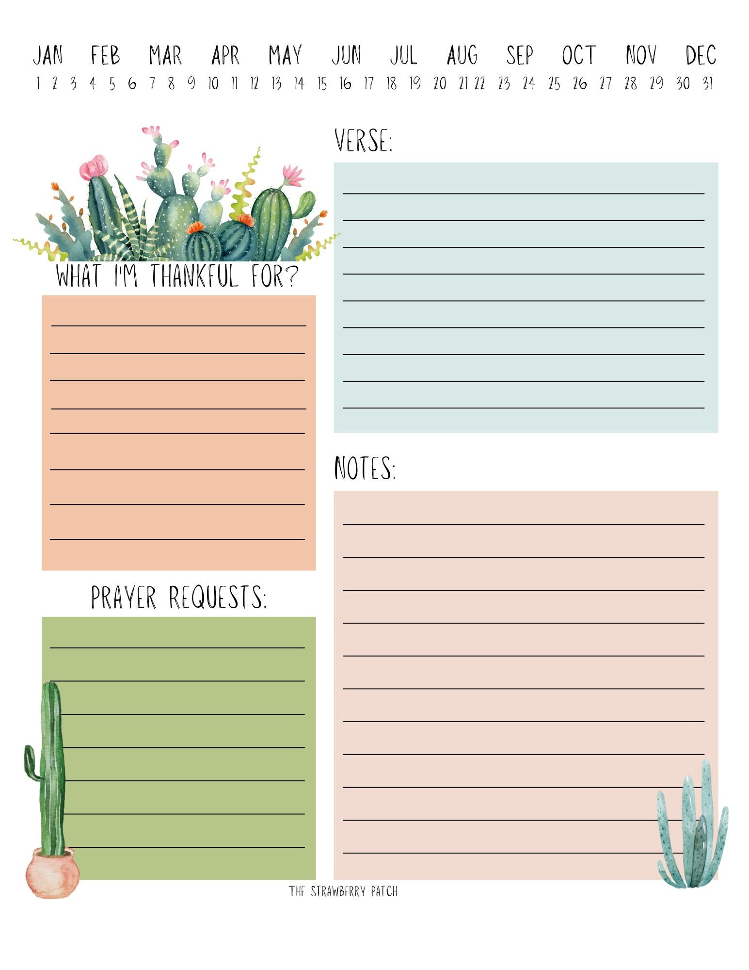 Printable Daily Bible Study Notes - Cactus-themed - Etsy