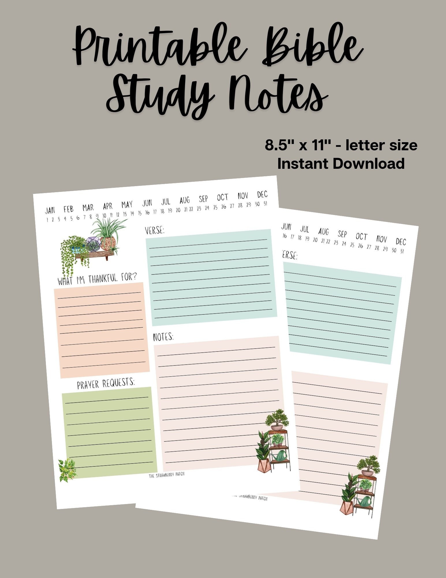Printable Daily Bible Study Notes - Houseplant-themed - Etsy