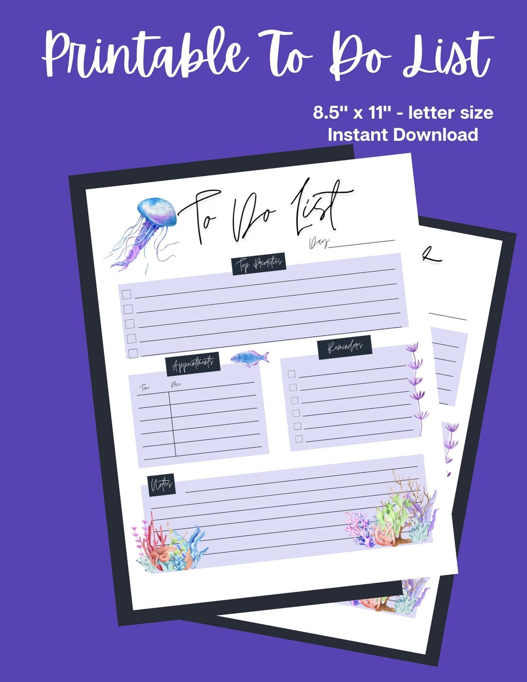 Printable Ocean-themed to Do List - Etsy