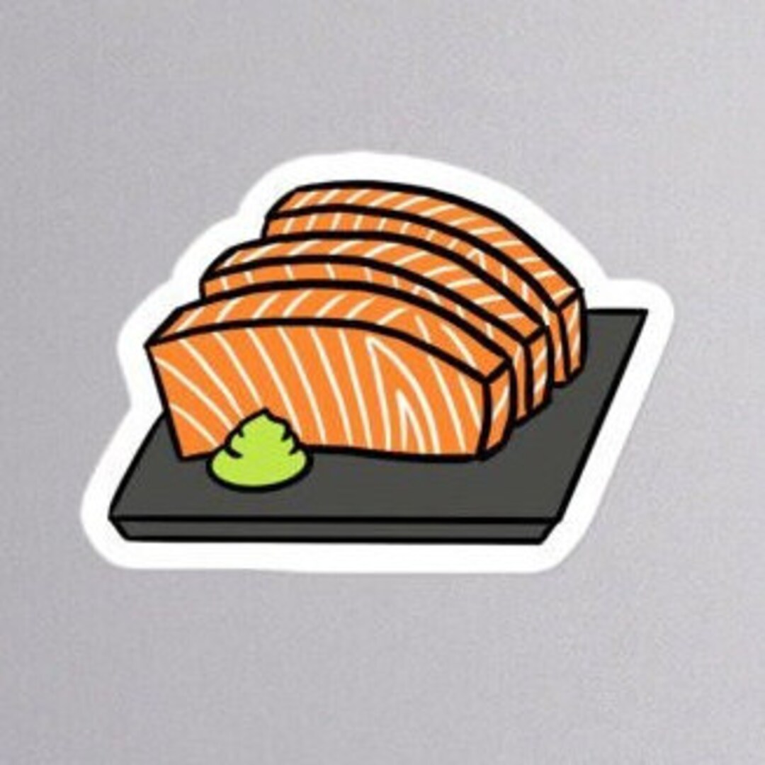Salmon Sashimi and Wasabi on a Plate Sticker - Etsy