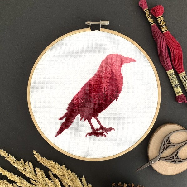 Raven Cross Stitch - Etsy