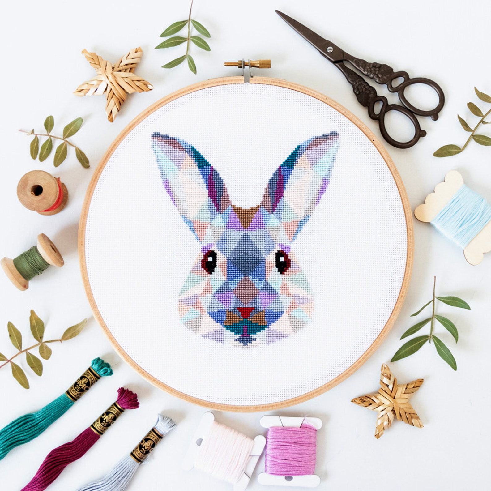 Geometric Cross Stitch Patterns - Squirrel and Rabbit, Counted Modern ...