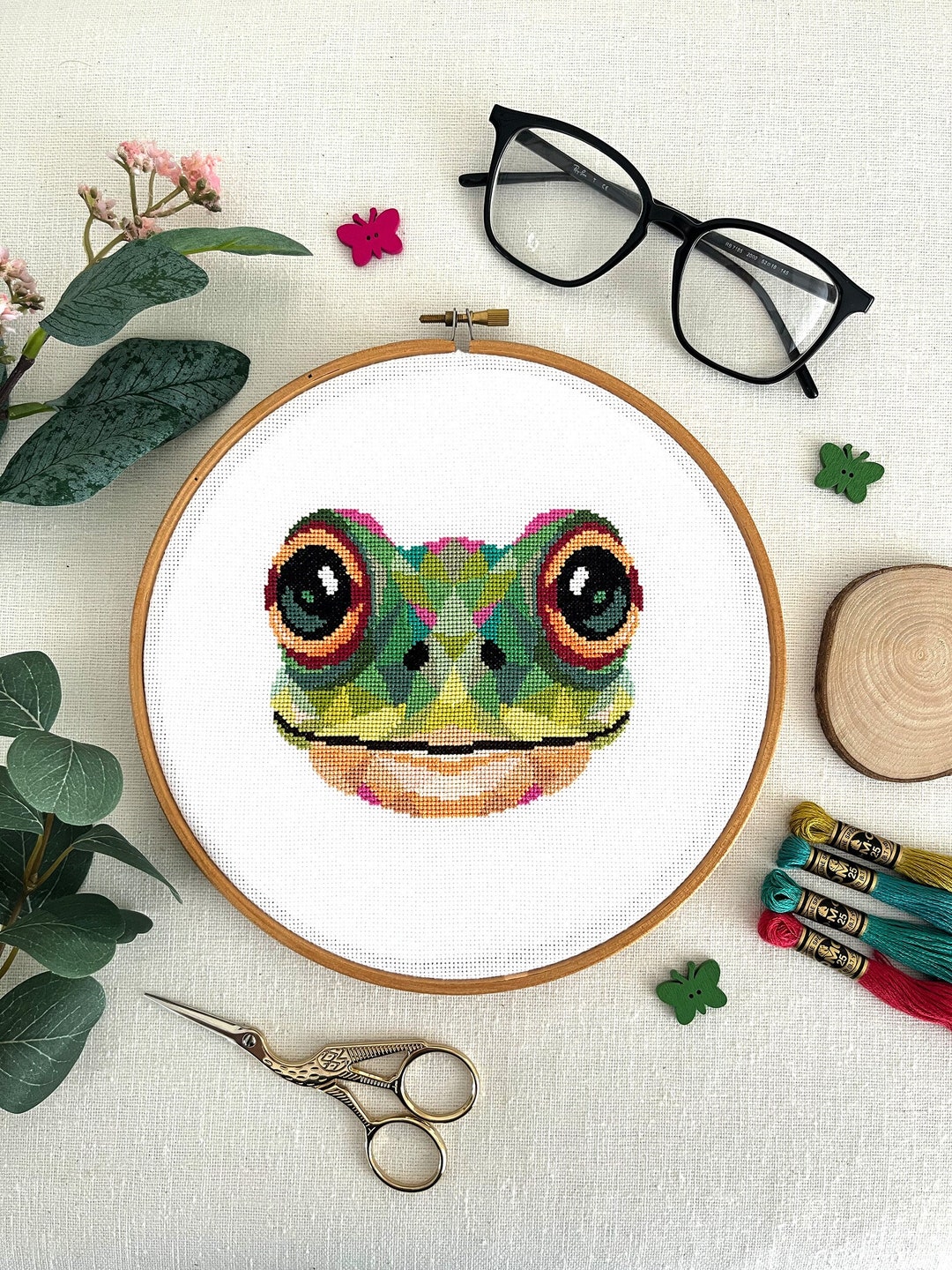 Frog Cross Stitch Pattern PDF - Modern and Unique Geometric Hand ...