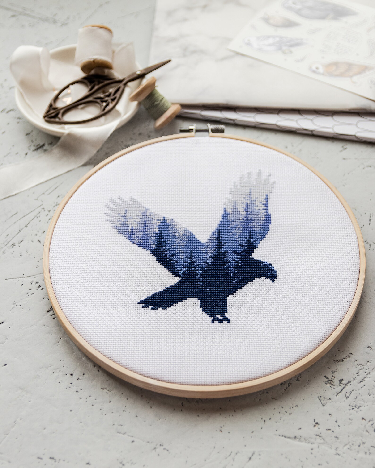 Eagle Cross Stitch Pattern PDF to Download Modern Bird - Etsy