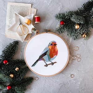 Robin Cross Stitch Pattern PDF Modern Bird Embroidery Easy - Etsy
