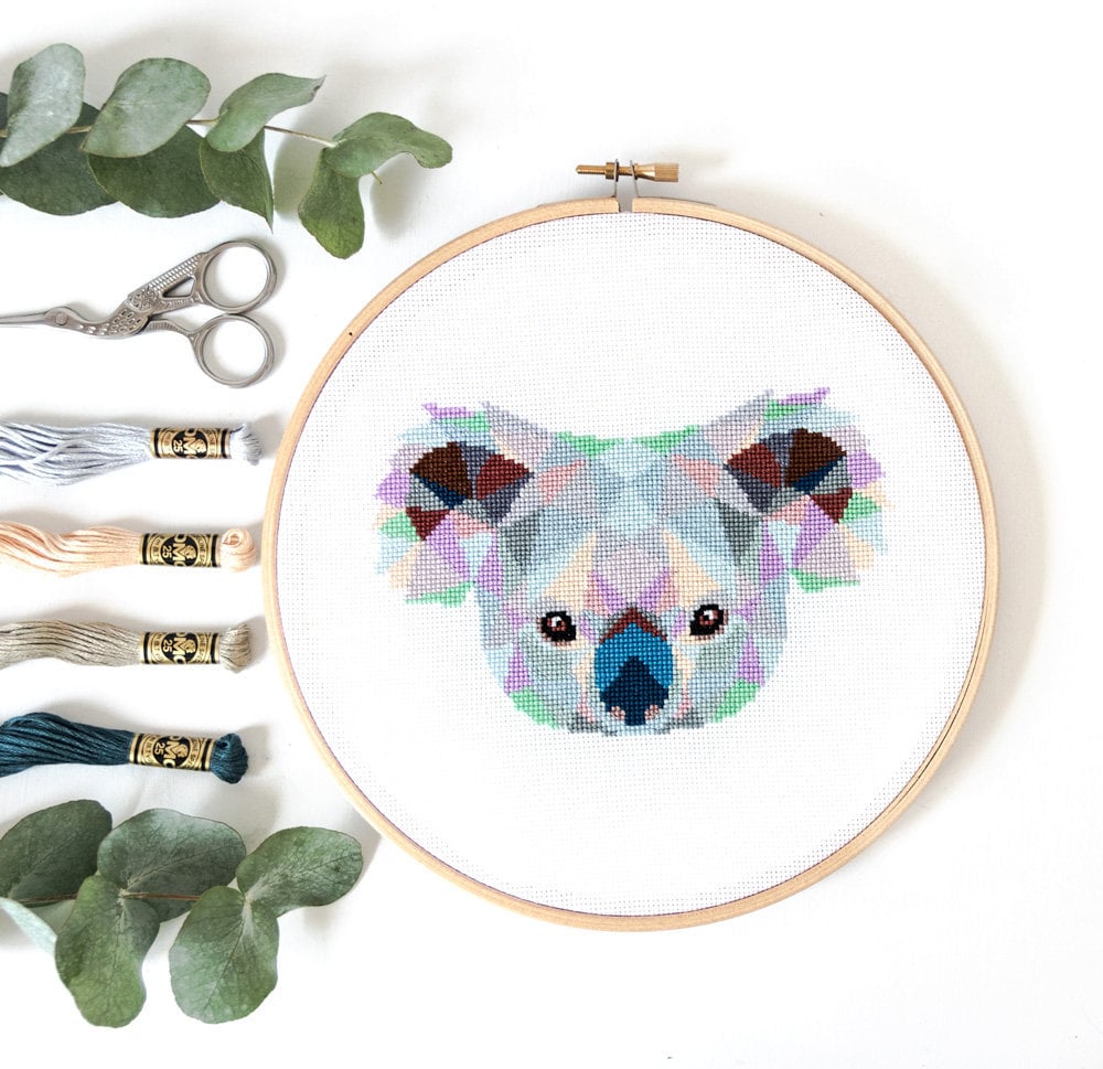 Koala Cross Stitch Pattern PDF Modern Unique Geometric - Etsy