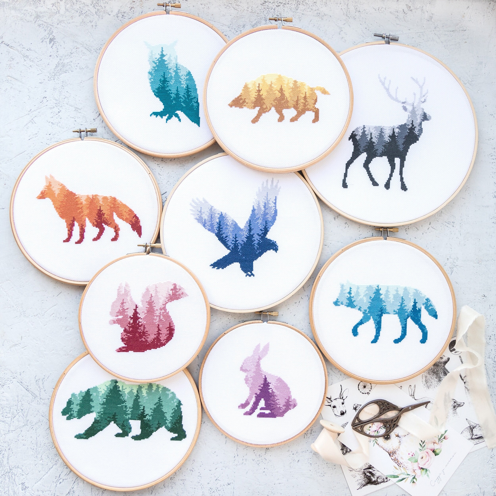 Mega Cross Stitch Patterns Bundle - 9 Animal Embroidery Designs Set - Etsy