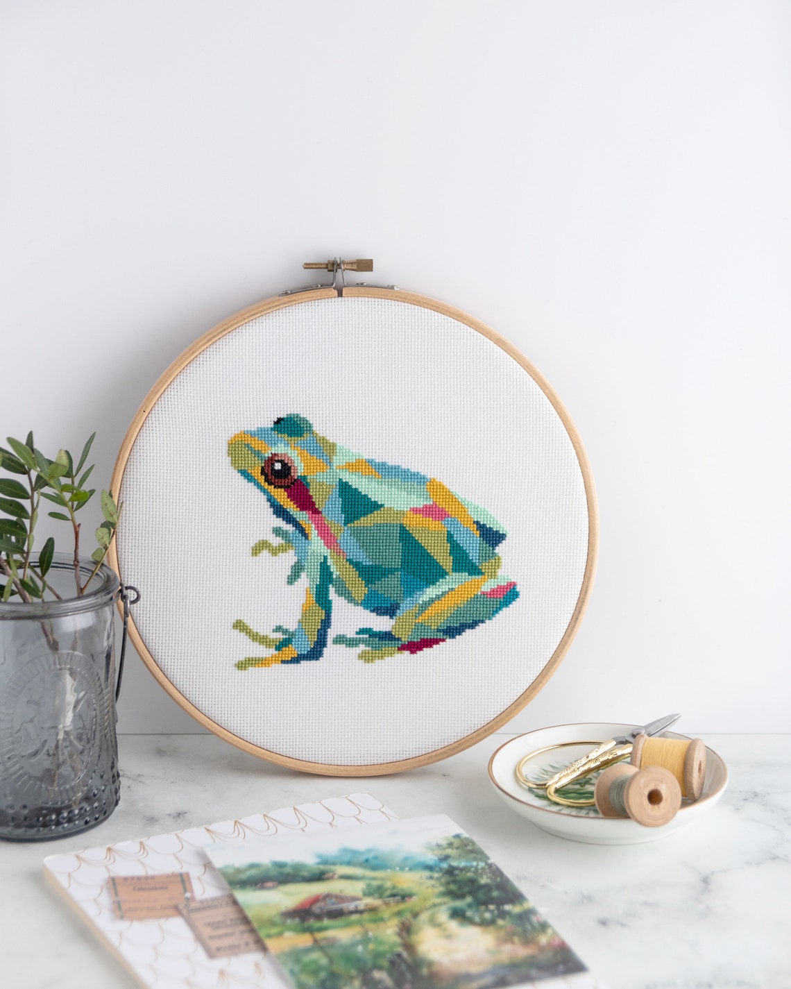 Frog Cross Stitch Pattern PDF Modern and Unique Embroidery - Etsy