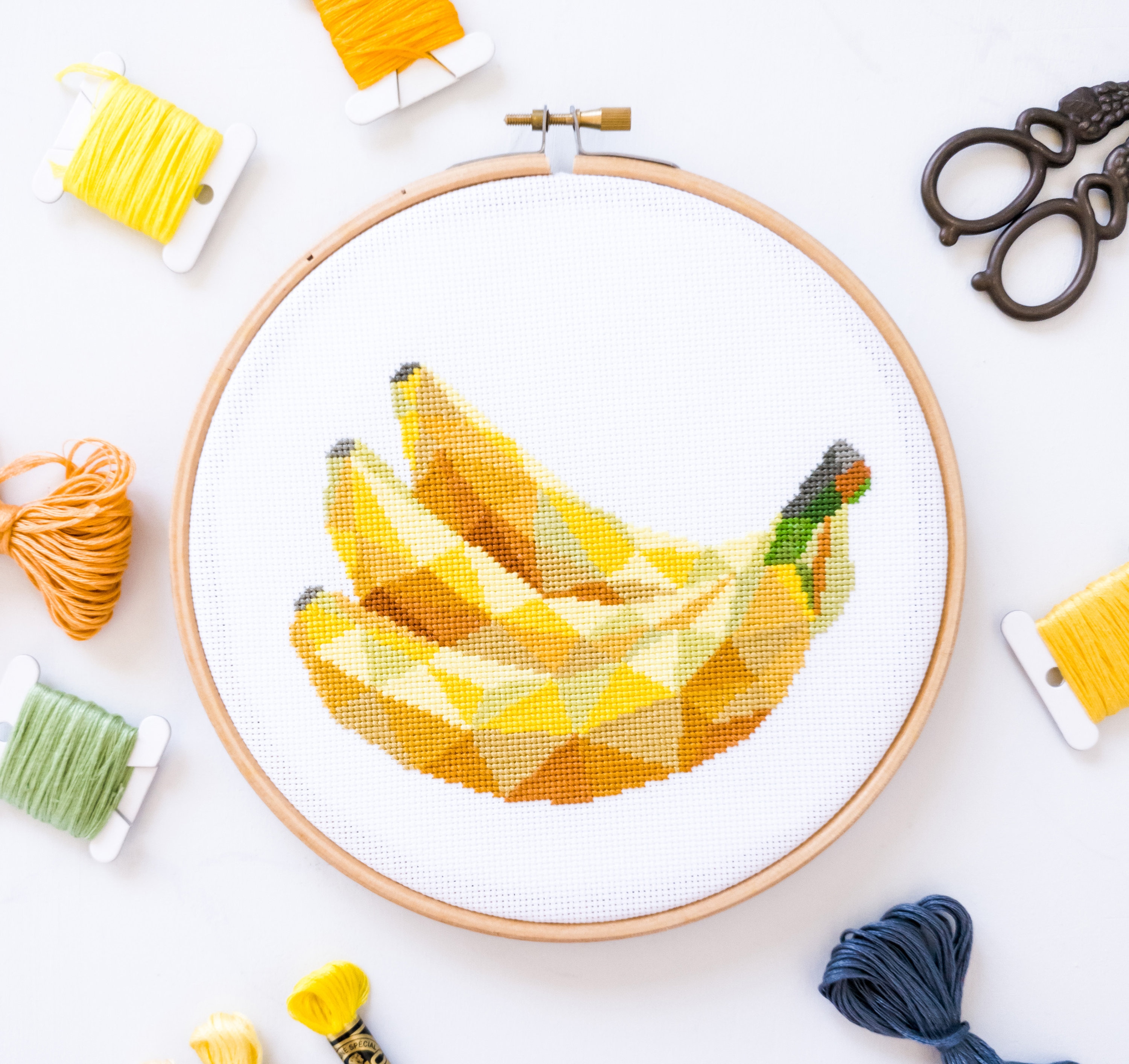 Bananas Counted Cross Stitch Pattern PDF Modern Geometric - Etsy