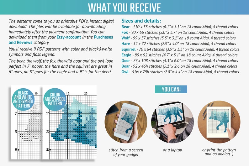 Mega Cross Stitch Patterns Bundle 9 Animal Embroidery - Etsy
