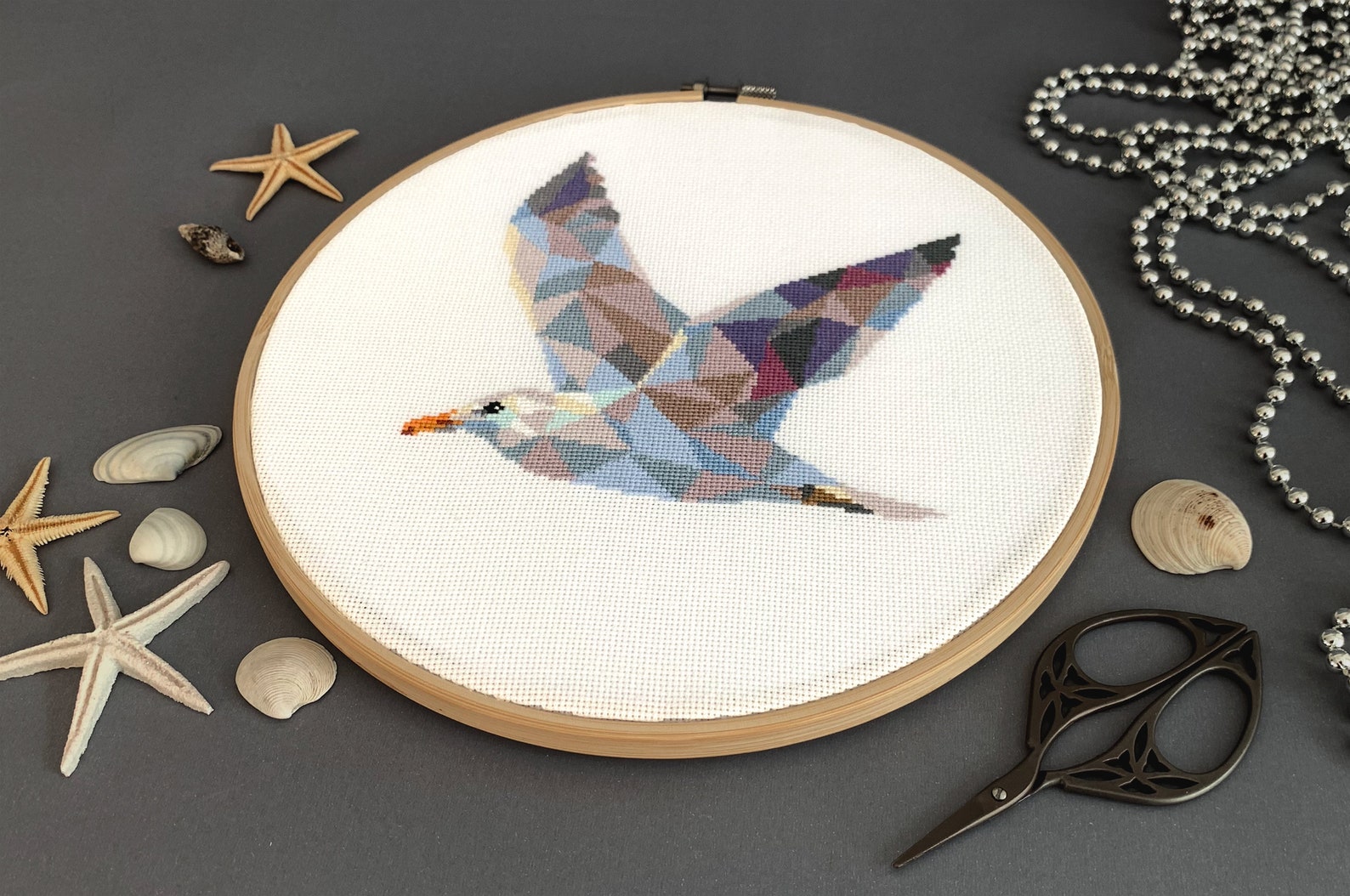 Seagull Cross Stitch Pattern PDF Modern Unique Geometric Sea Bird ...