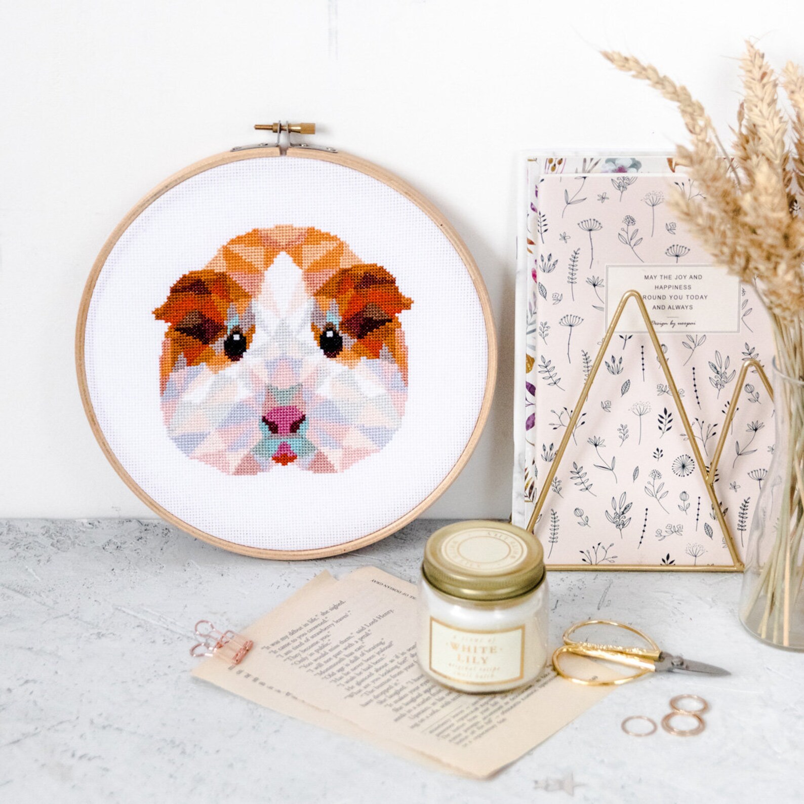 Guinea Pig Cross Stitch Pattern PDF Modern Geometric Design - Etsy