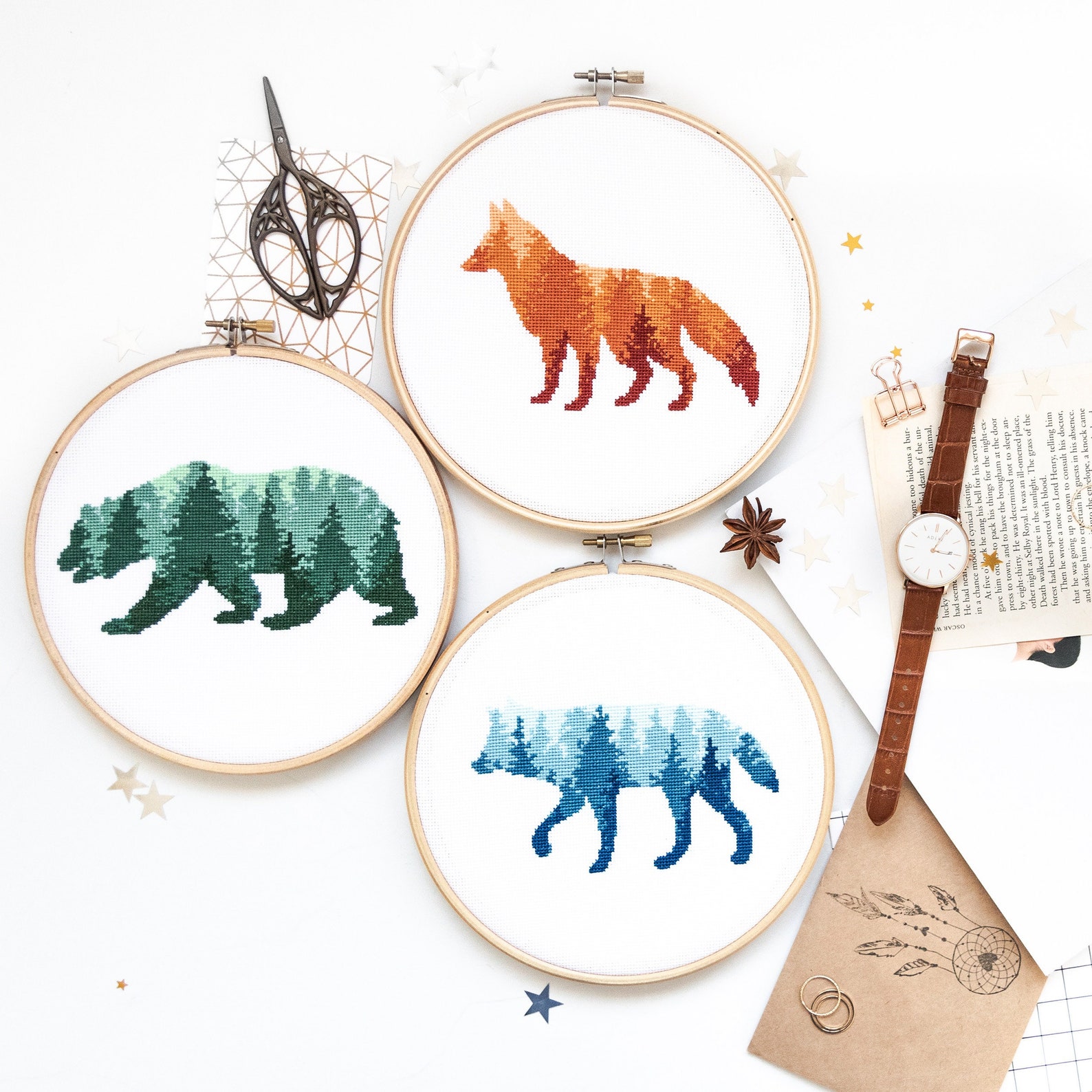 Set of 3 Cross Stitch Patterns - Etsy